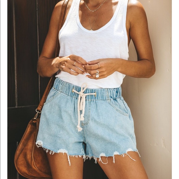 POL | Shorts | Nwt Distressed Drawstring Jean Cutoff Denim Short | Poshmark